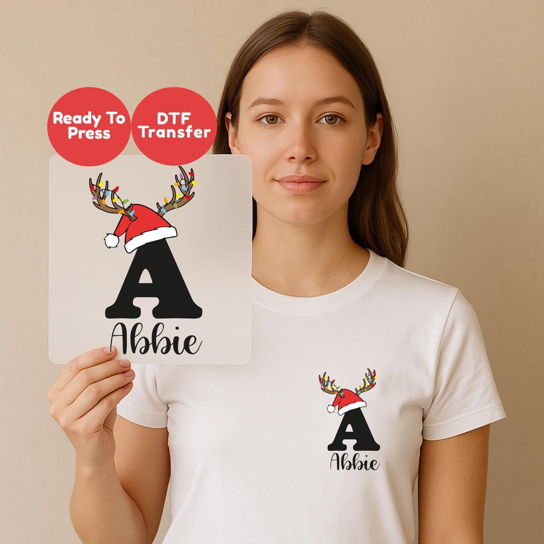 Initial Christmas DTF, Custom Name DTF Transfer, Santa Letter Heat ...