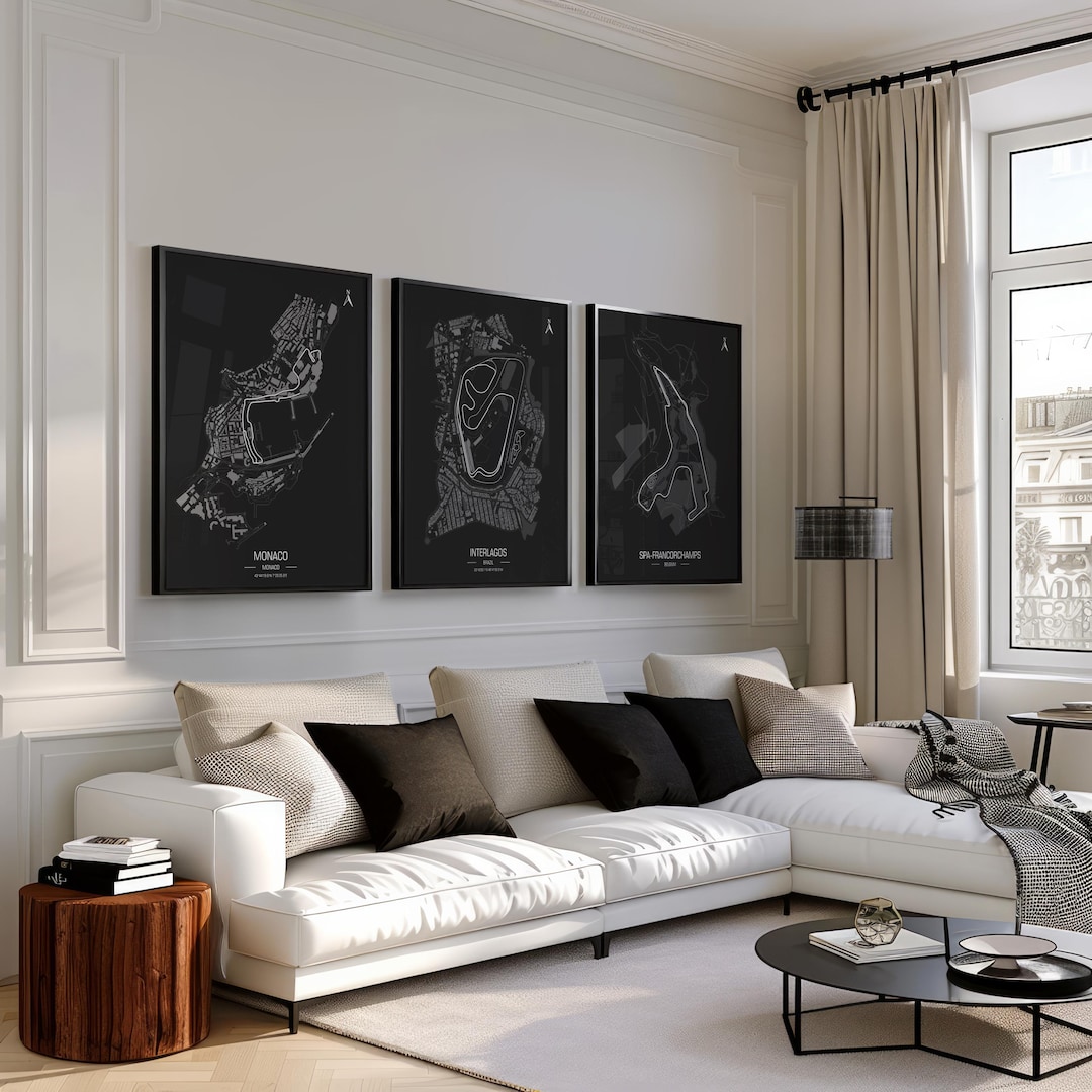 Formula 1 Car Poster, Black and White Racing Racetrack Wall Art ...
