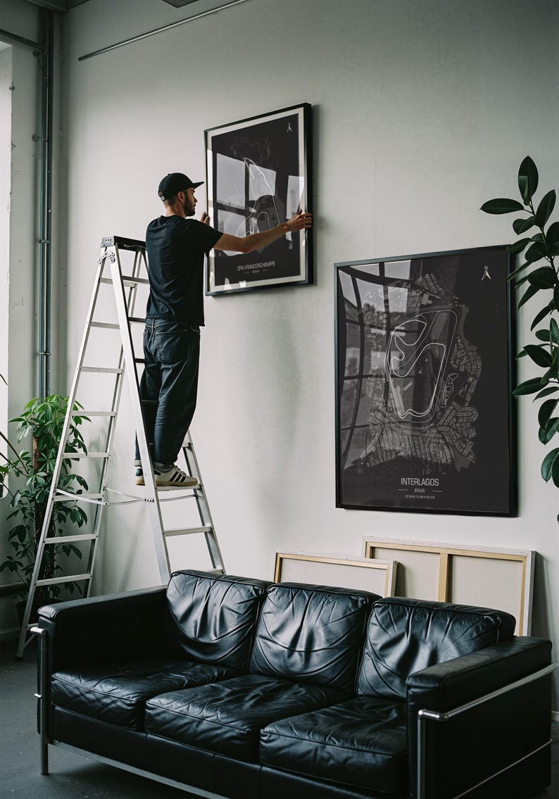 Formula 1 Car Poster, Black and White Racing Racetrack Wall Art ...