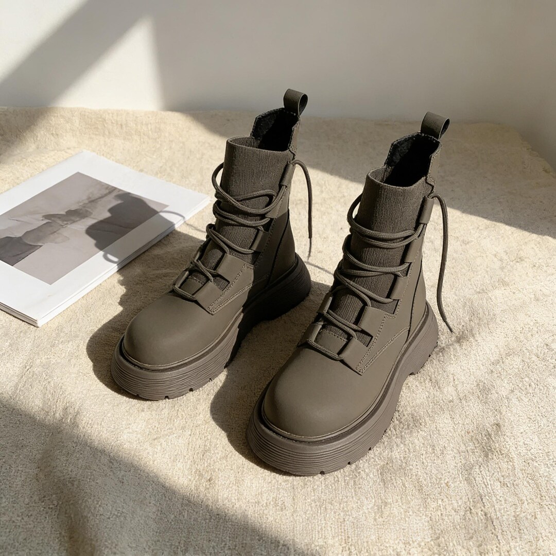 Dark Grey Boots, Olive Green Platform Shoes, Techwear Sock Booties ...