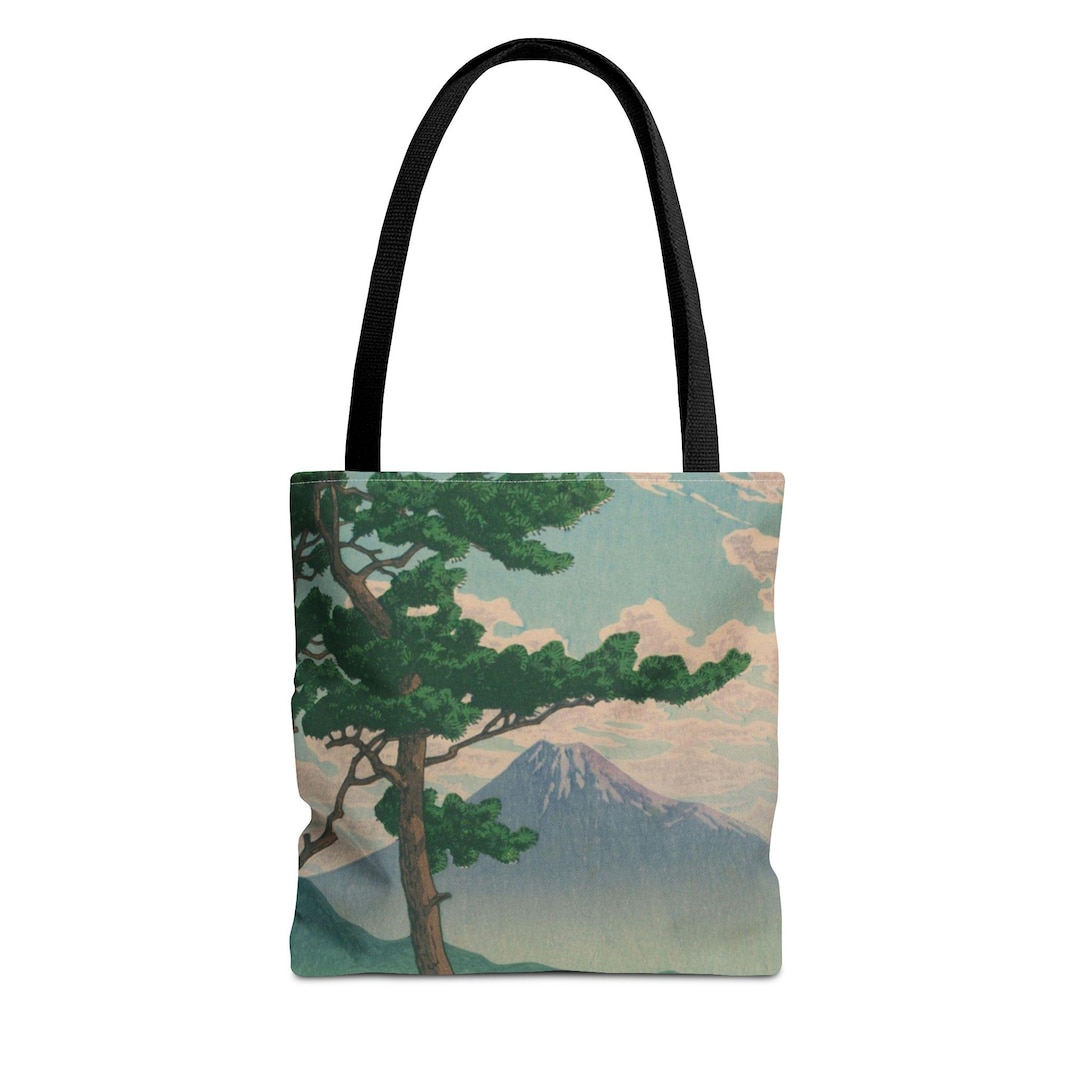 Japanese Art Tote Bag, Mount Fuji Print, Polyester Shopping Bag - Etsy