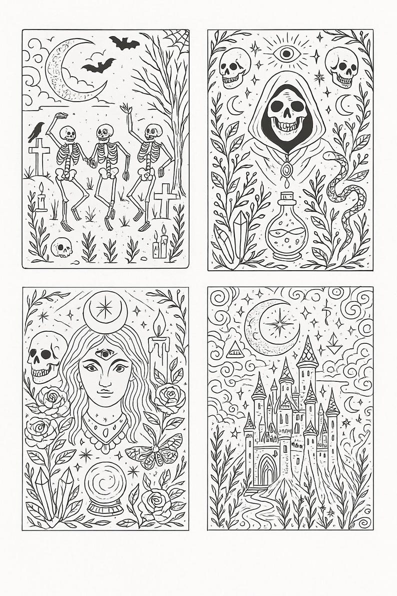 Mystical Halloween Coloring Book – 13 Magical Witchy Pages for ...