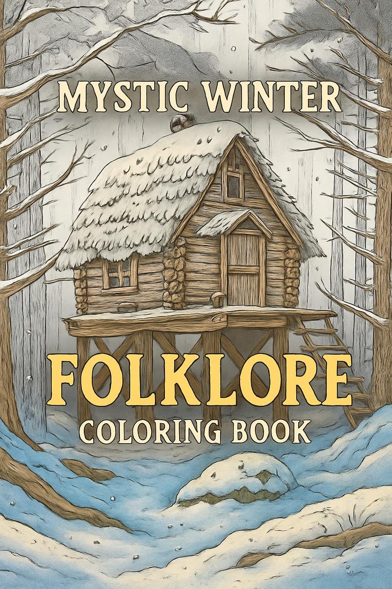 Mystic Winter Folklore Coloring Book | Enchanted Forest & Witchy Folk ...