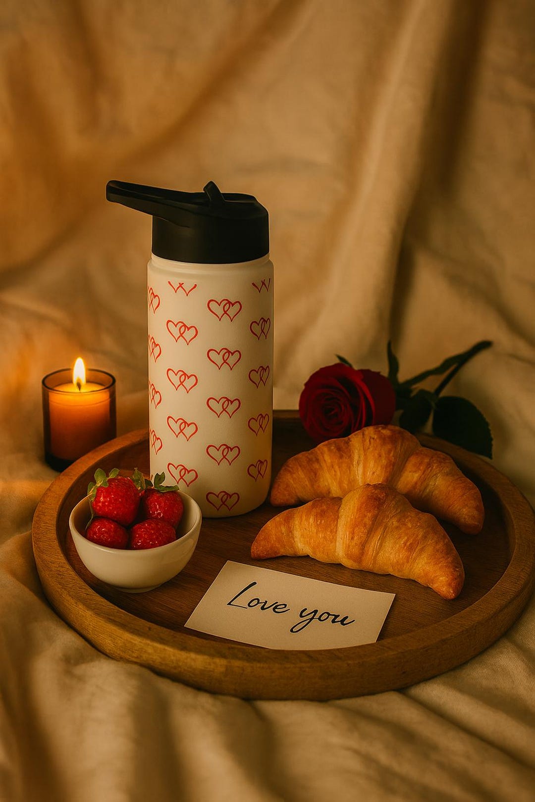Insulated Heart Flask | Red Heart Pattern Flask | Valentines Gift for ...