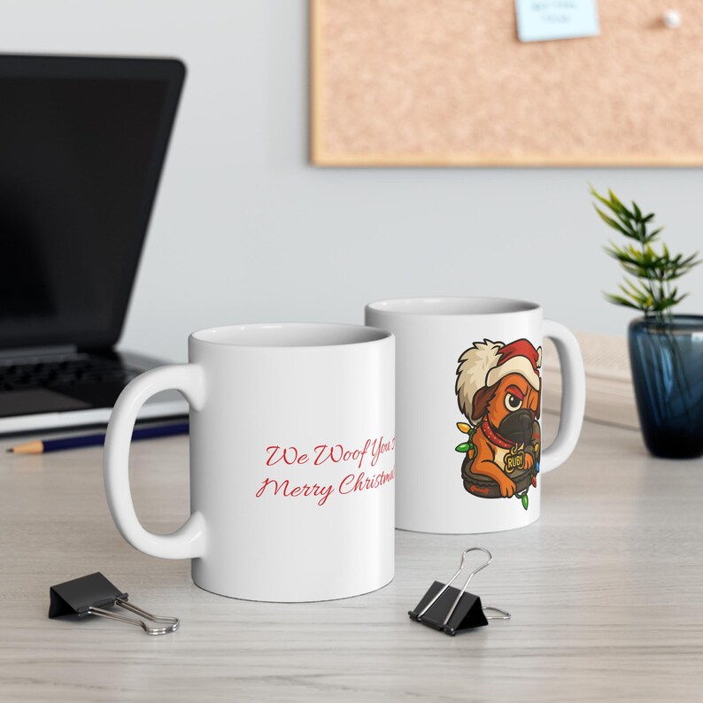 Grumpy Dog Christmas Mug – Funny Gift – Santa Hat Cup ...