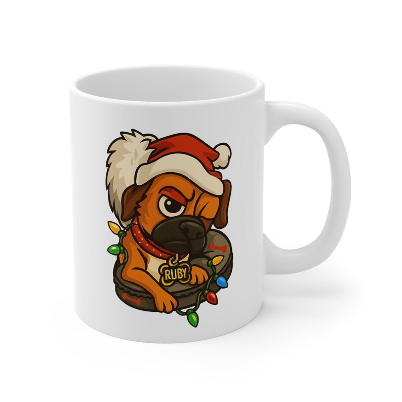 Grumpy Dog Christmas Mug – Funny Gift – Santa Hat Cup ...