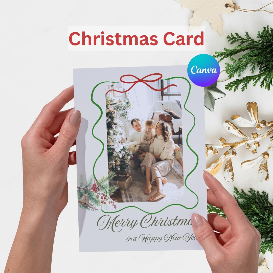 Editable Christmas Card Canva Template Set, 4 Printable Layouts ...