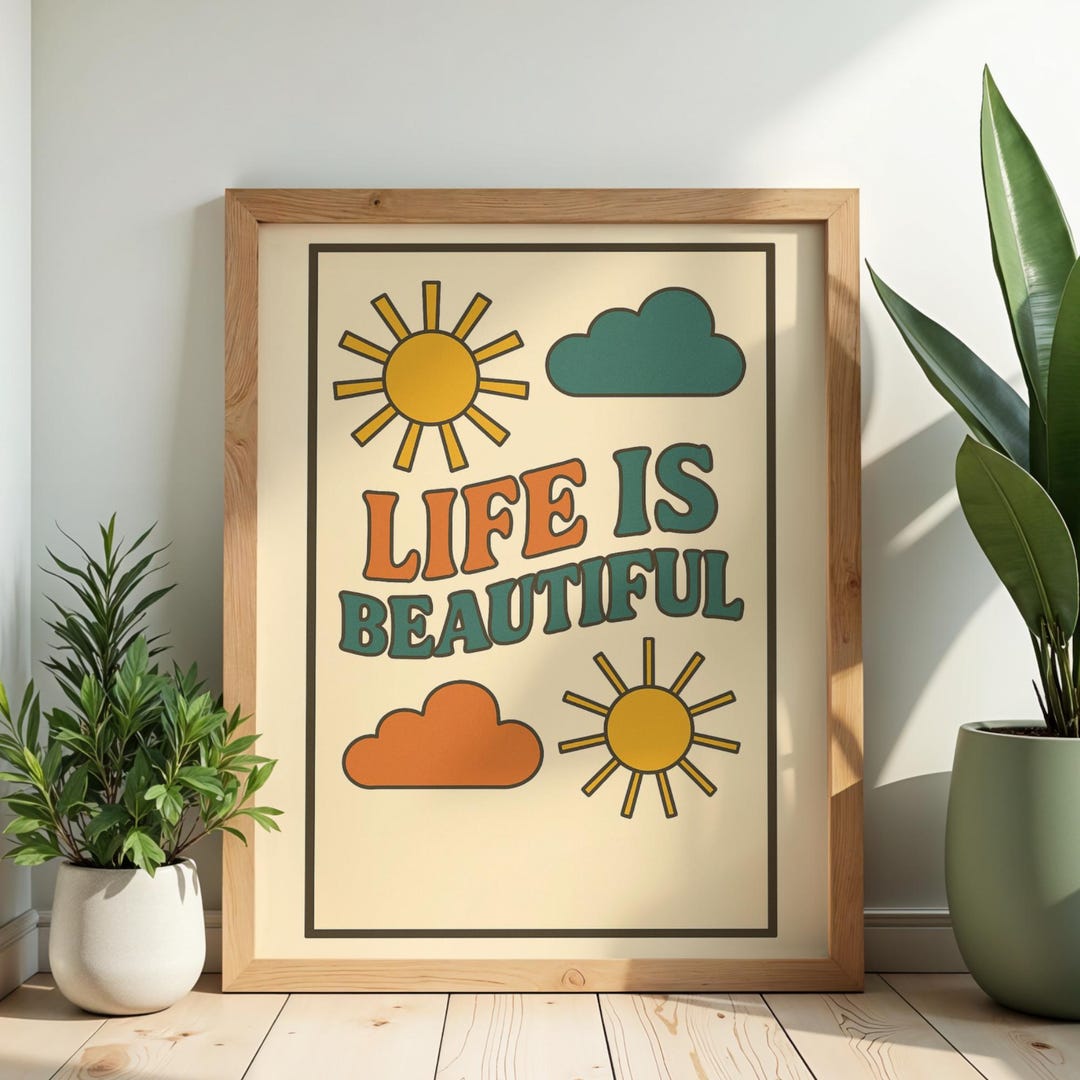 Retro Wall Art Set | 70s Vintage Printable Posters | Colorful Retro ...