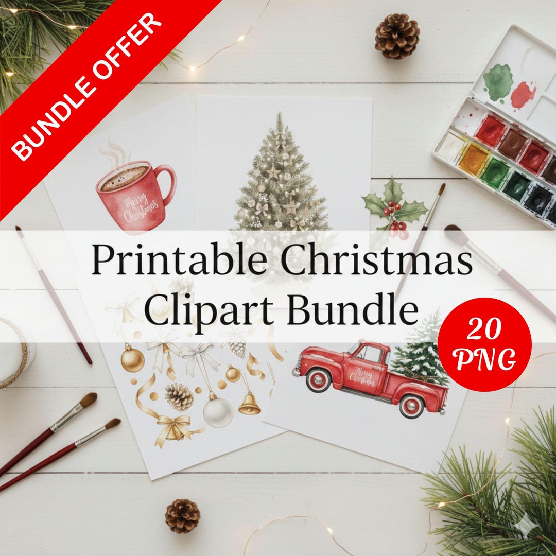 Watercolor Christmas Clipart Bundle | Holiday Illustrations (digital ...