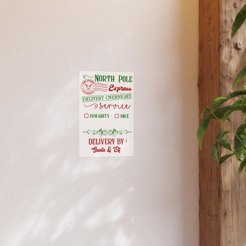 North Pole Express Poster – Santa & Elf Delivery Sign, Christmas Wall ...