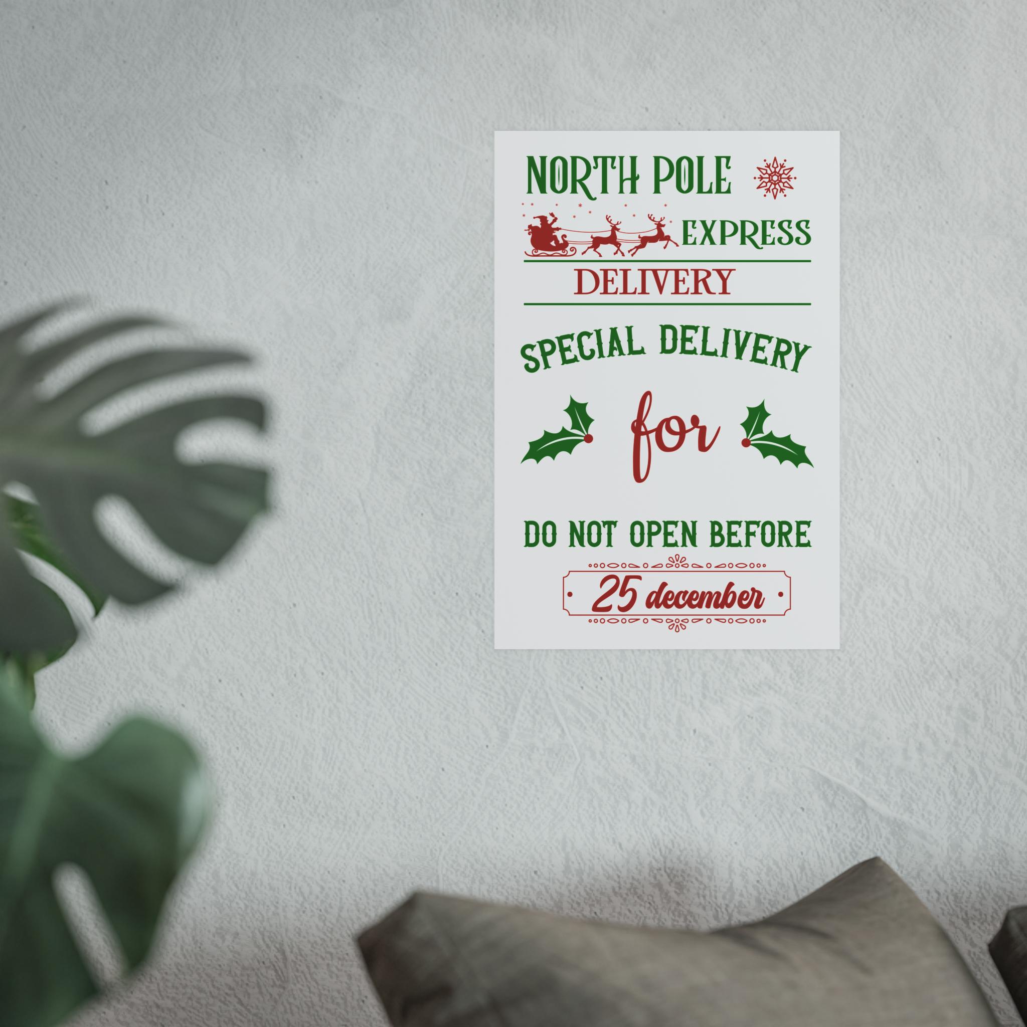 North Pole Express Poster – Special Delivery Christmas Wall Art, Santa ...