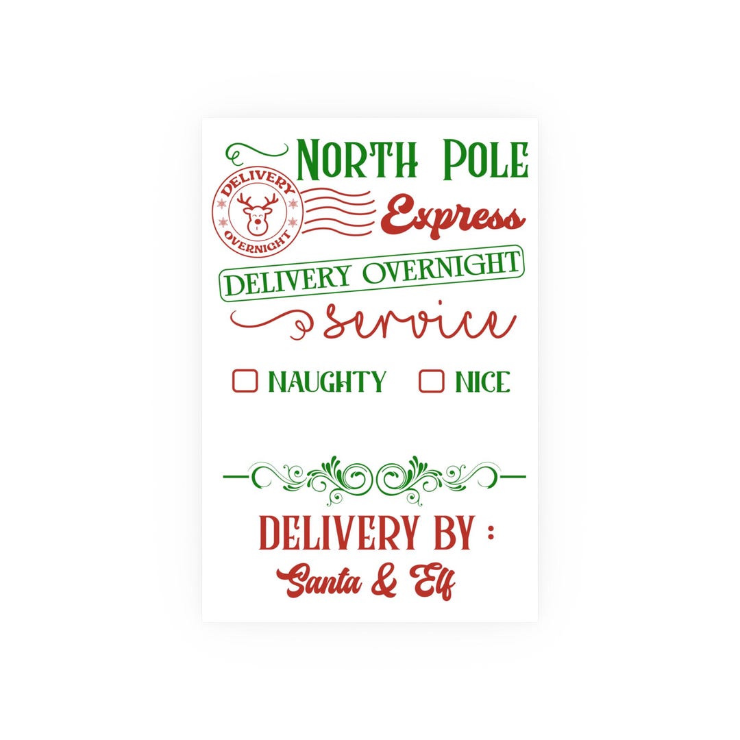 North Pole Express Poster – Santa & Elf Delivery Sign, Christmas Wall ...