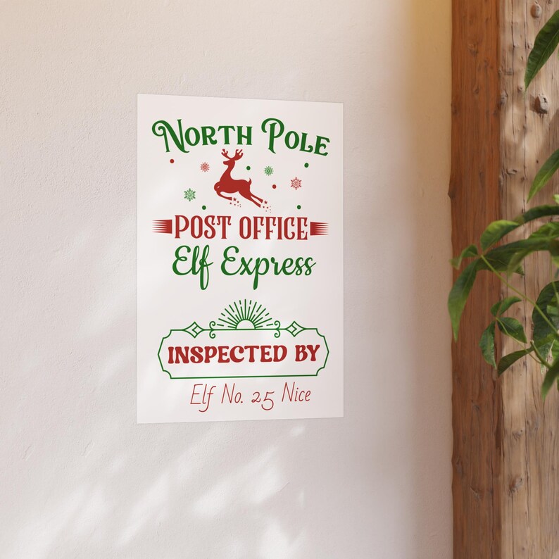 North Pole Elf Express Poster – Santa’s Post Office Christmas Print ...