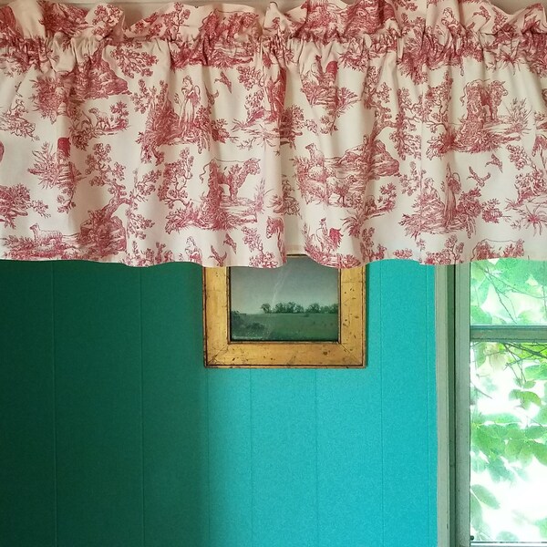 Red Toile Valance - Etsy