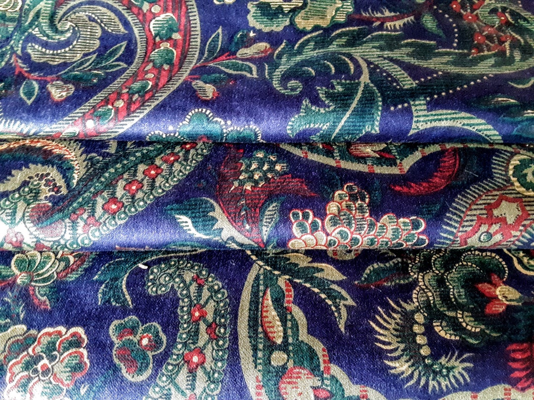 Blue Chintz Curtain Pair, All Cotton Chinoiserie Pattern, Gorgeous ...