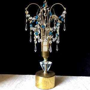 Art Deco Boudoir Lamp, Crystal and Brass, Custom Colors Available, 17 H ...