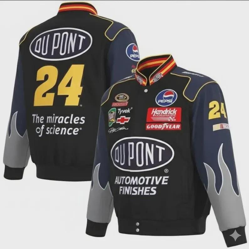 Jeff Gordon #24 Dupont NASCAR Racing Jacket | Black Blue Flame ...