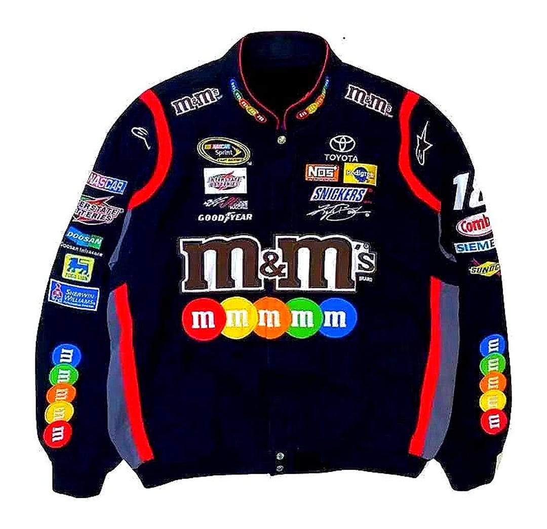 Vintage M&m's NASCAR Jacket: Kyle Busch #18 Racing Bomber - Etsy