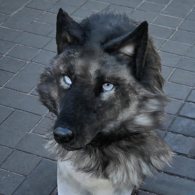 Handmade Movable Jaw Wolf Head Realistic Fursuit Headpiece Furry ...