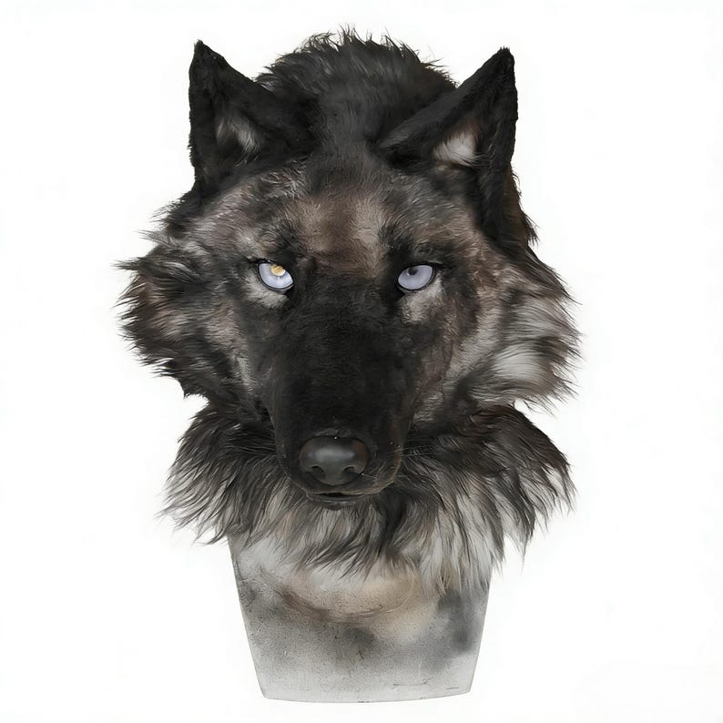 Handmade Movable Jaw Wolf Head Realistic Fursuit Headpiece Furry ...