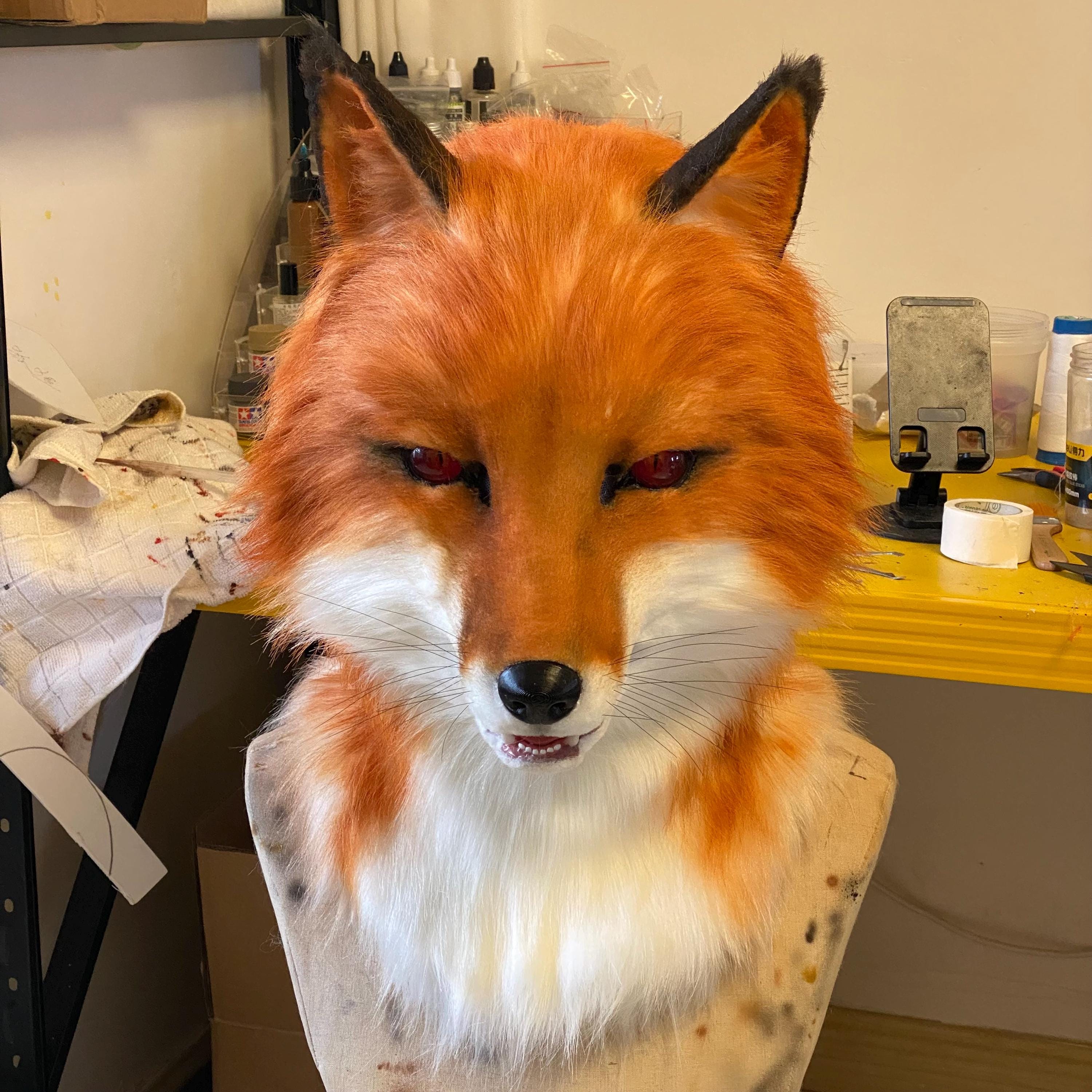 Movable Jaw Fox Head Realistic Fursuit Headpiece Furry Cosplay Mask ...