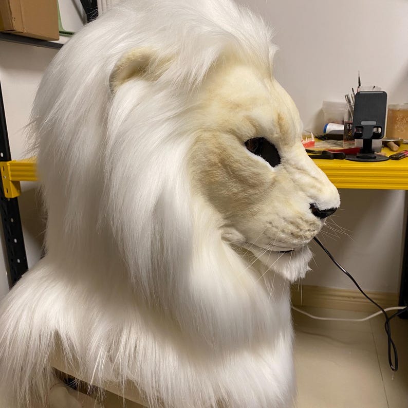 Premade Movable Jaw Lion Furry Head Realistic Fursuit Head Handmade ...