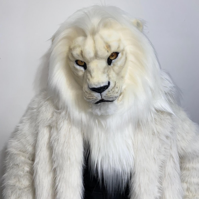 Premade Movable Jaw Lion Furry Head Realistic Fursuit Head Handmade ...