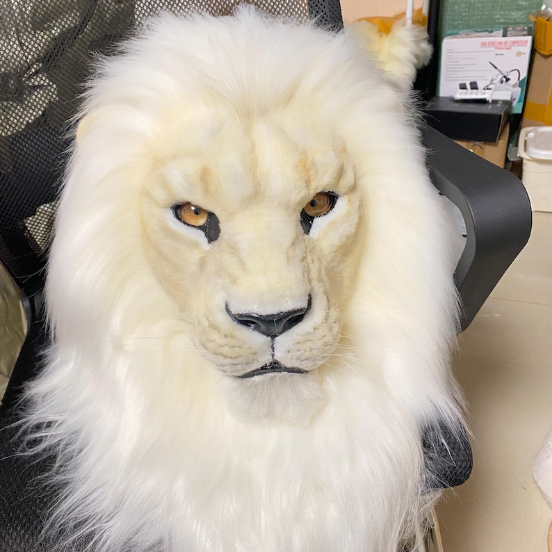 Premade Movable Jaw Lion Furry Head Realistic Fursuit Head Handmade ...