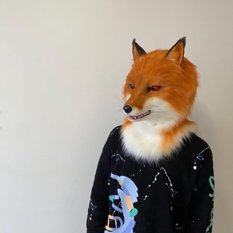Movable Jaw Fox Head Realistic Fursuit Headpiece Furry Cosplay Mask ...