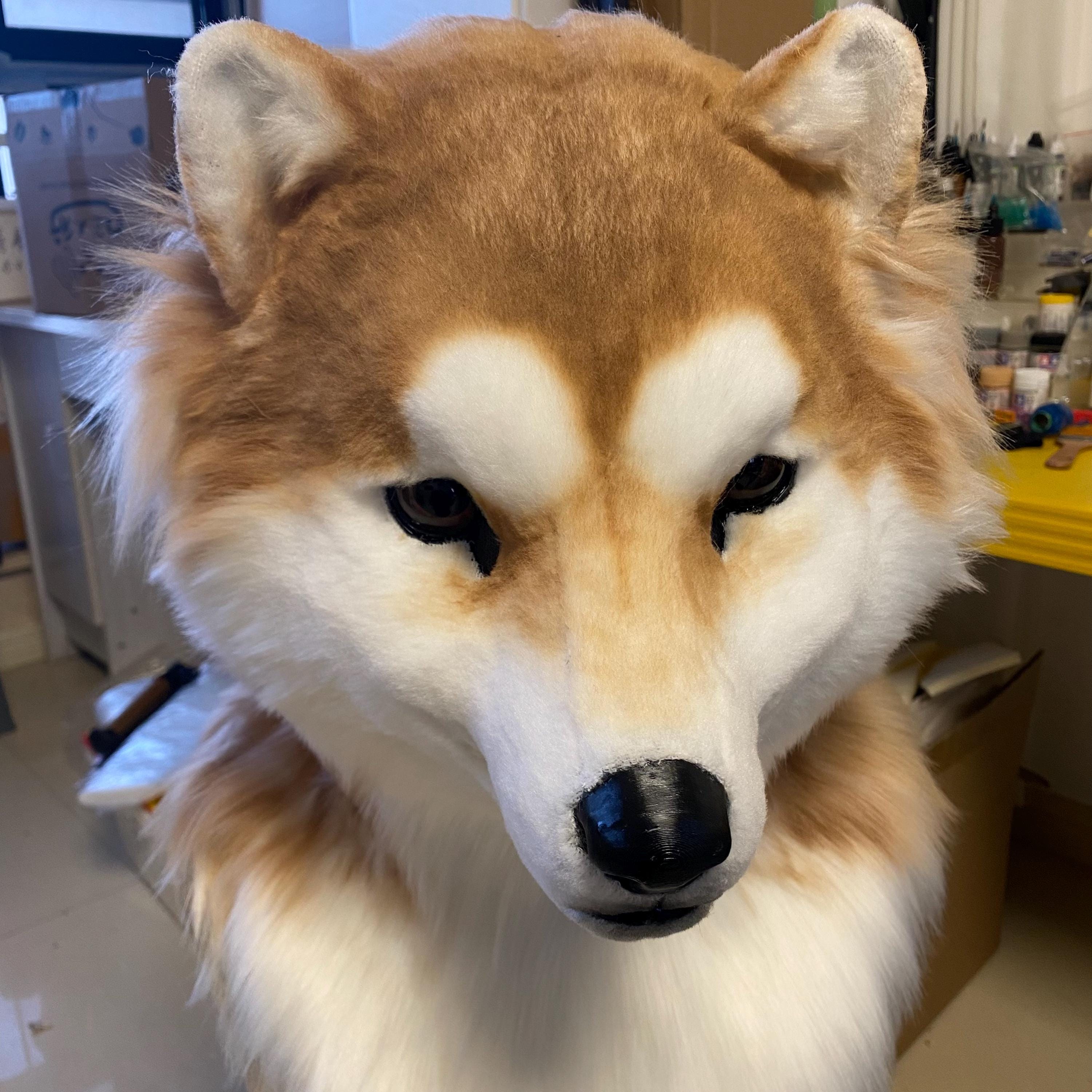 Realistic Shiba Inu Head Mask, Movable Jaw Cute Beast Mask for Cosplay ...