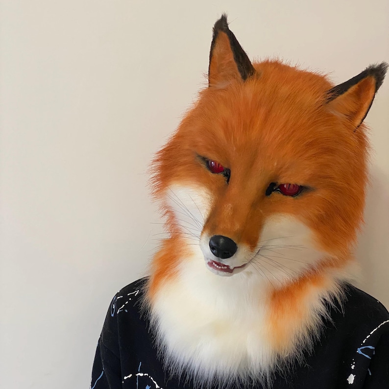 Movable Jaw Fox Head Realistic Fursuit Headpiece Furry Cosplay Mask ...