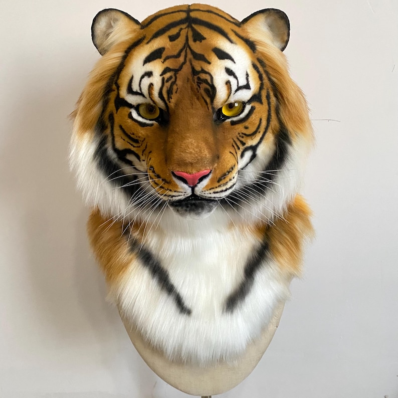 Premade Movable Jaw Tiger Furry Head Realistic Fursuit Head Handmade ...