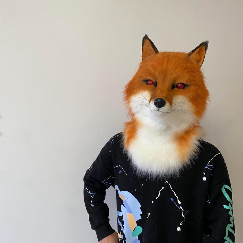 Movable Jaw Fox Head Realistic Fursuit Headpiece Furry Cosplay Mask ...