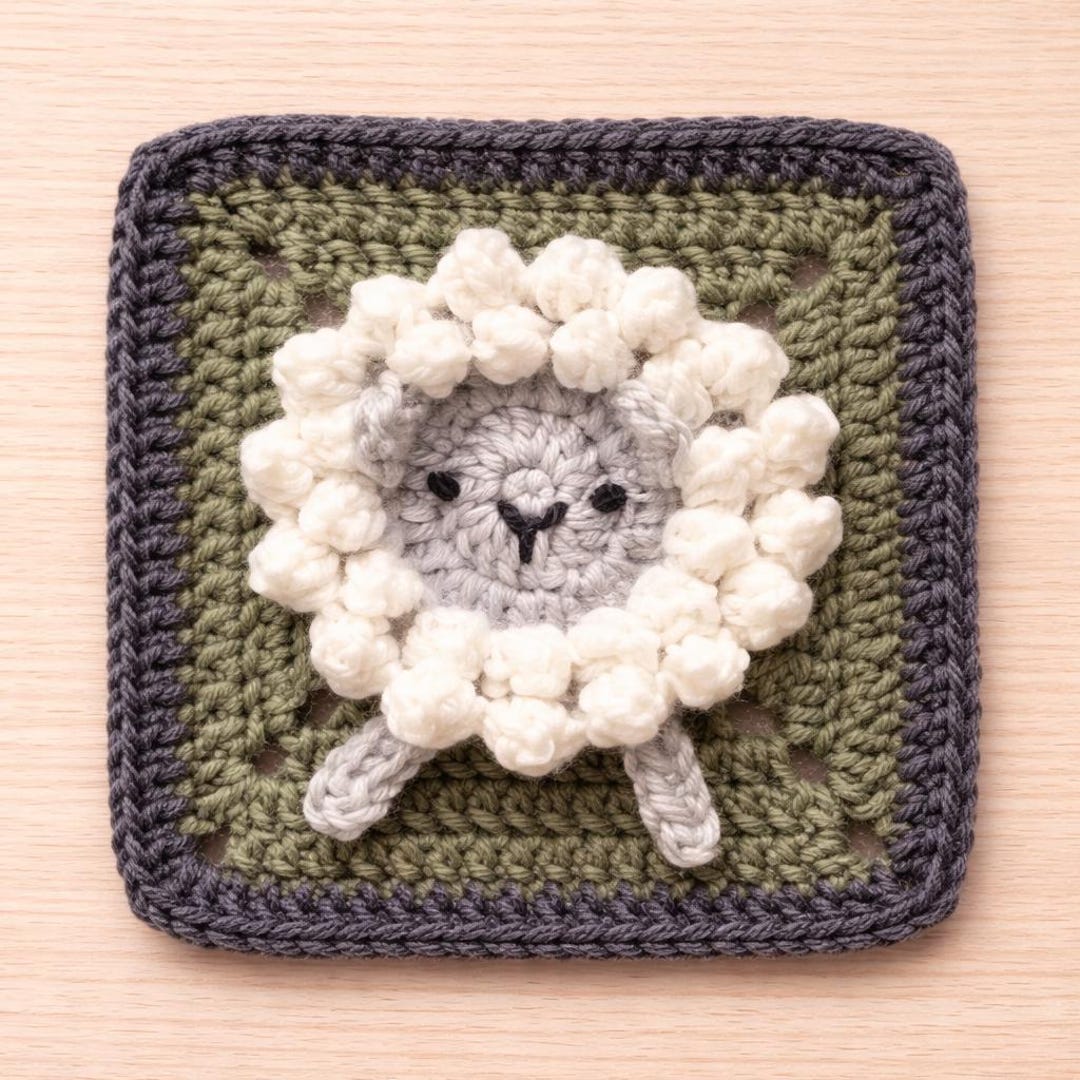 Lamb Granny Square Crochet Pattern, Animal Appliques (PDF Pattern) - Etsy
