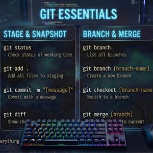 Git Cheat Sheet Desk Mat | Coding Mousepad With Shortcuts | Programmer Gift for Software ...