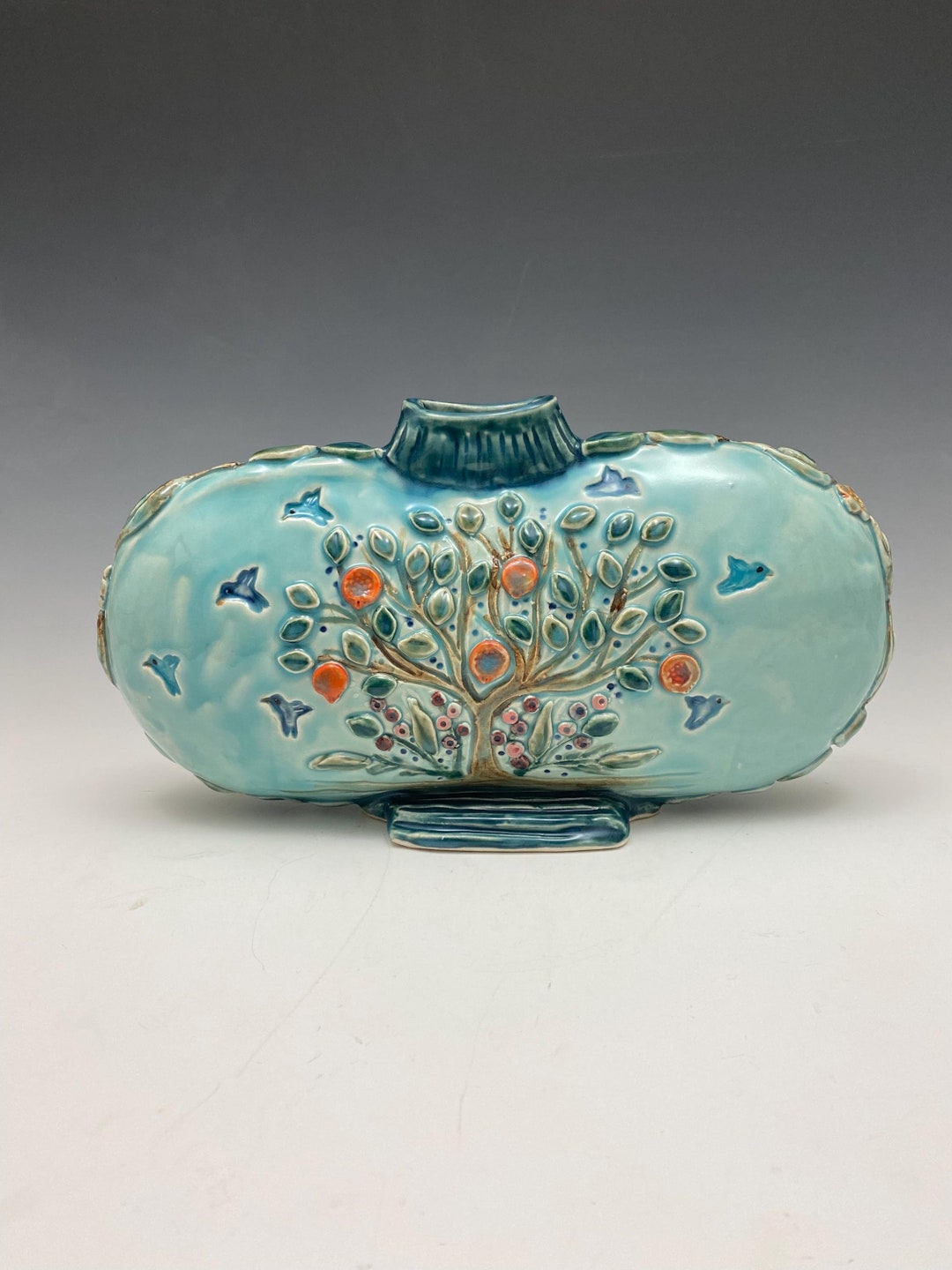 Handmade Ceramic Tree of Life Vase | Handbuilt Pottery | Artistic ...