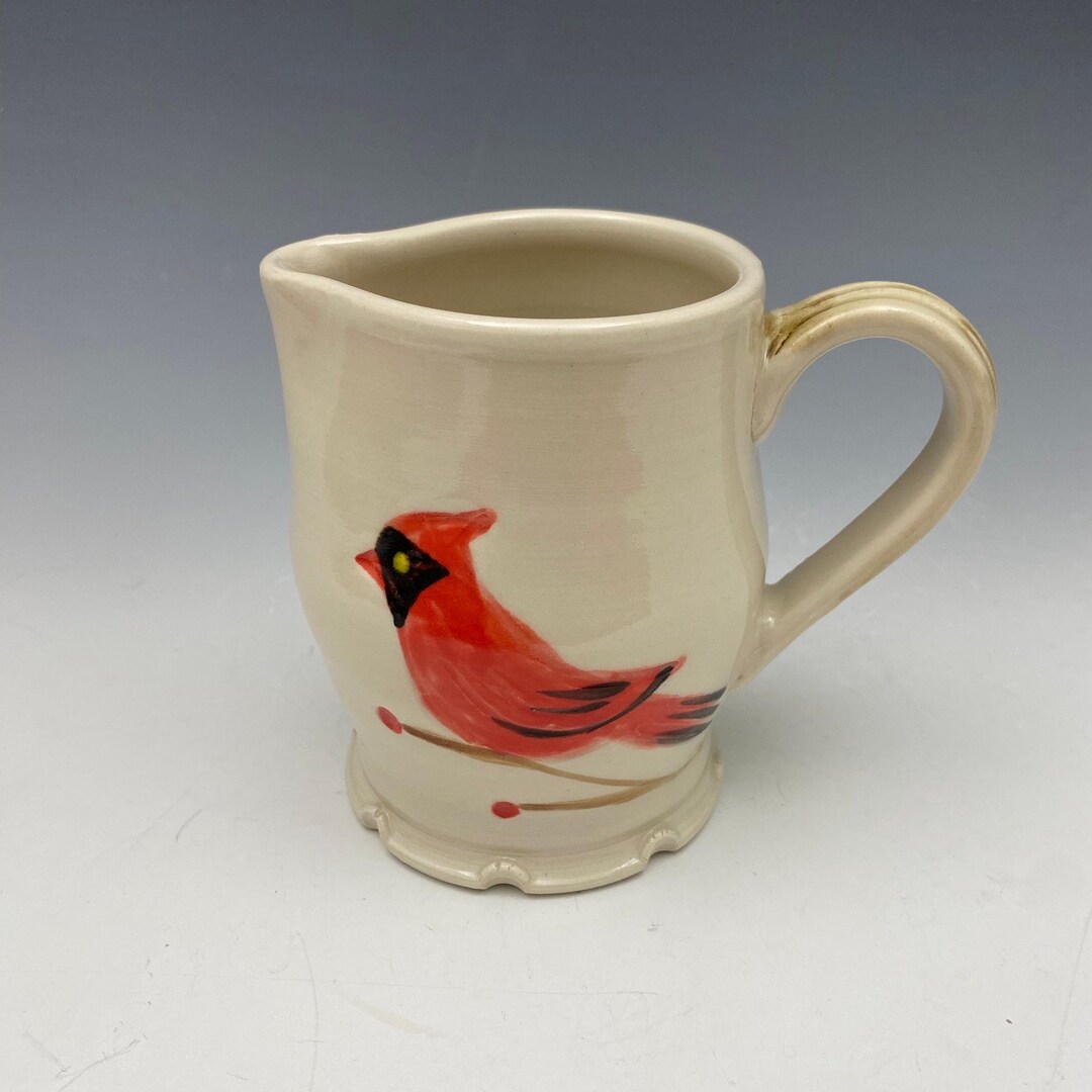 Handmade Ceramic Cardinal Creamer | Pottery Small Pitcher | NC Pottery ...