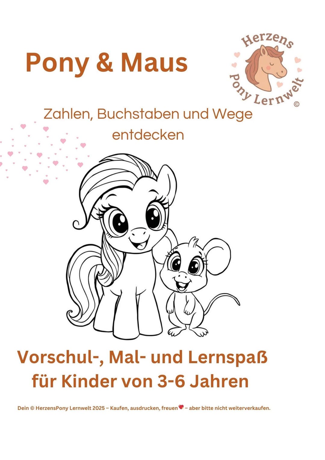 Pony & Mouse Coloring and Learning Book for Children, Preschool ...