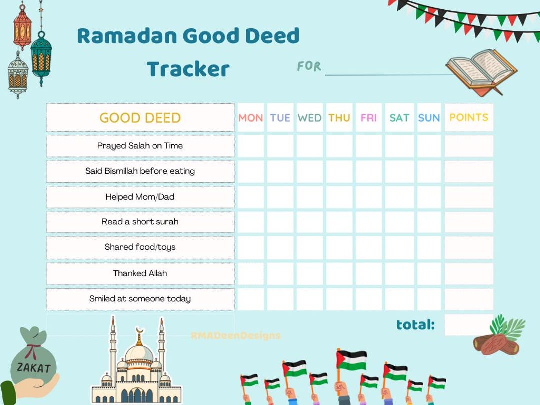 Ramadan Good Deed Tracker for Boys – Islamic Kids Activity (digital ...
