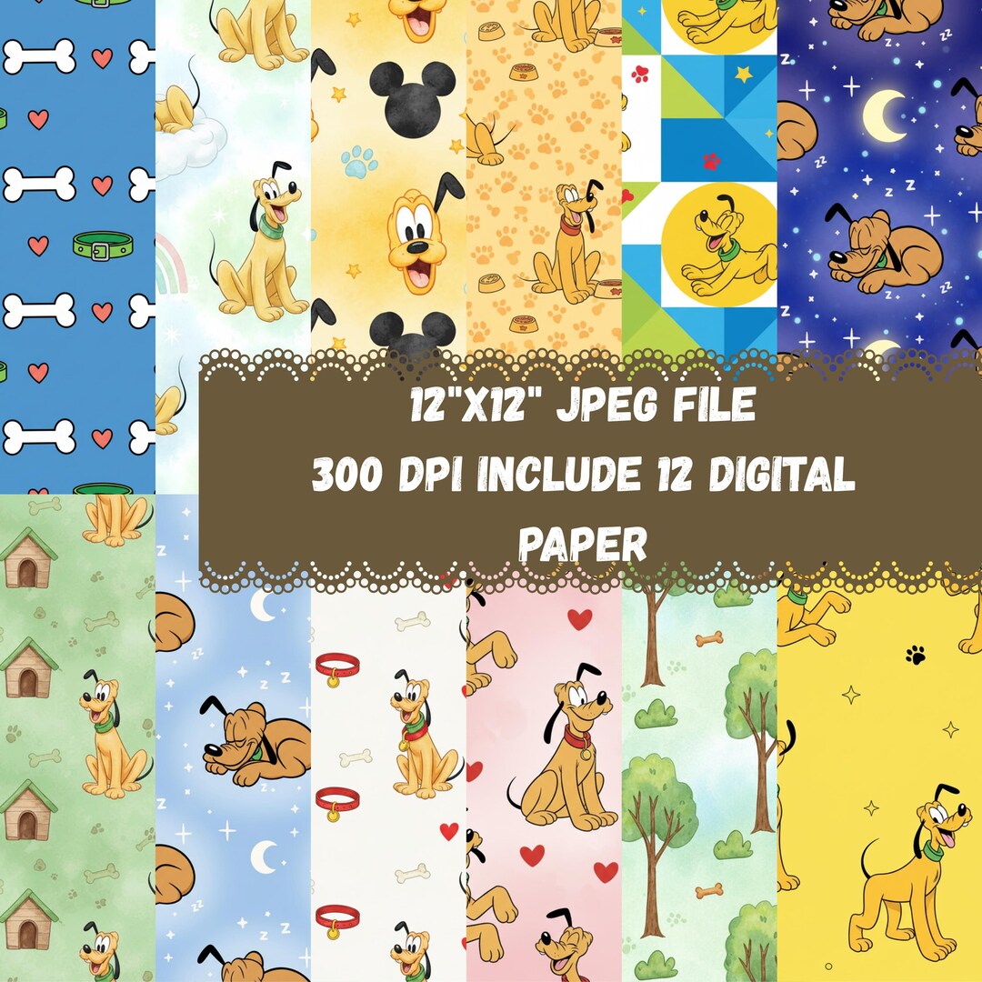 Cartoon Digital Paper Pack 12”x12” JPG Set | 12 High-quality 300 DPI ...