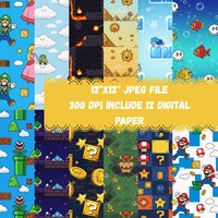 Super Mario Pack De Papeles Digitales De Clip Art. 12x12 Hojas 200dpi ...