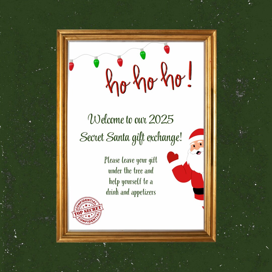 Secret Santa Holiday Party Welcome Sign Customizable Instant Digital ...