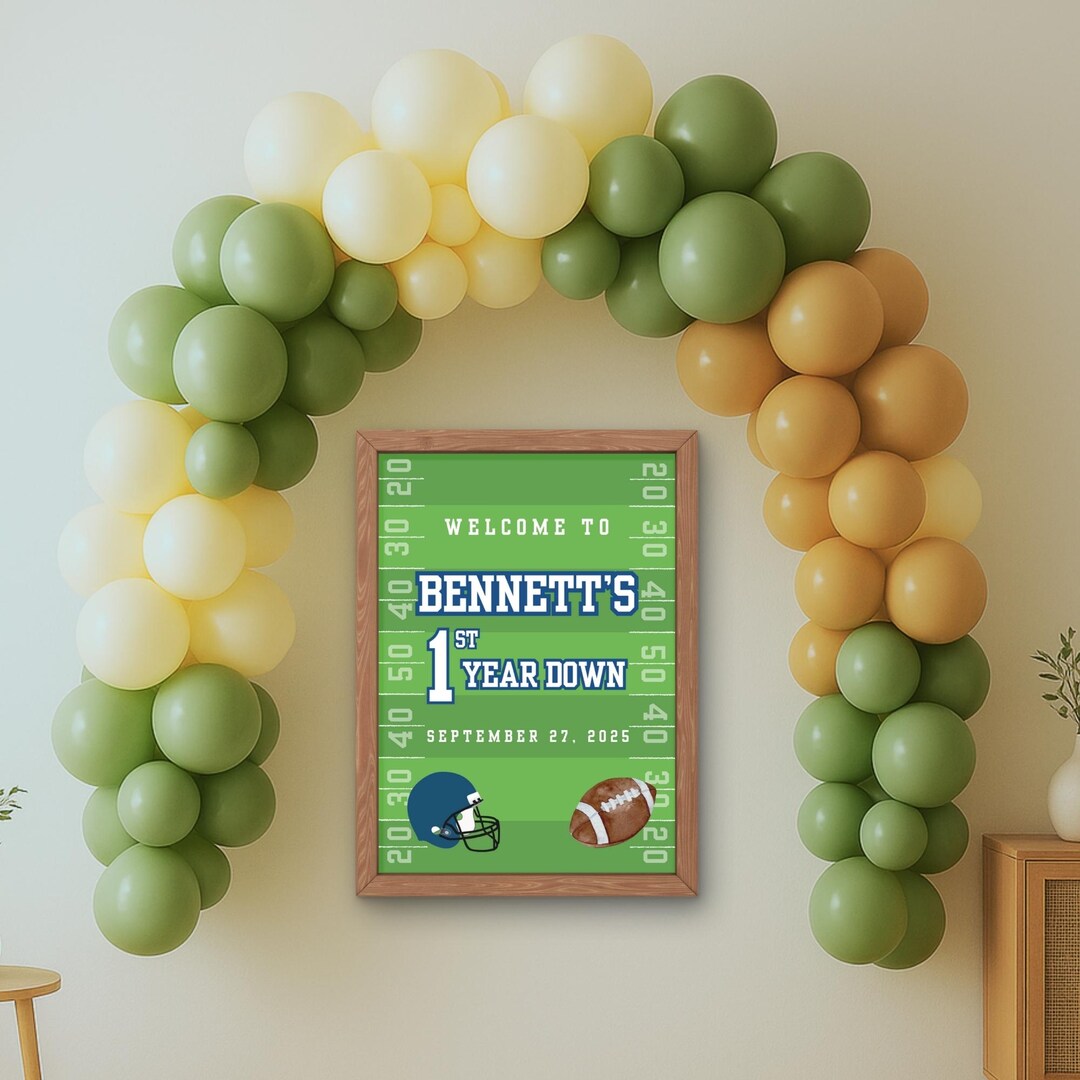 First Year Down Welcome Sign Football Field First Birthday Party ...