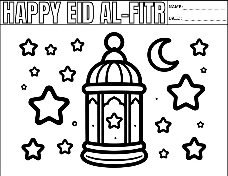 Eid Al-fitr Coloring Pages for Kids, Ramadan Activity Sheets (digital ...