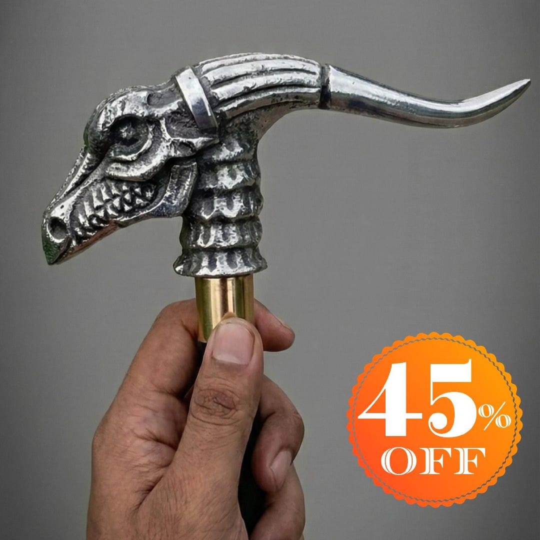 Dragon Cane Handle Head, Metal Walking Stick Accessory, Steampunk ...