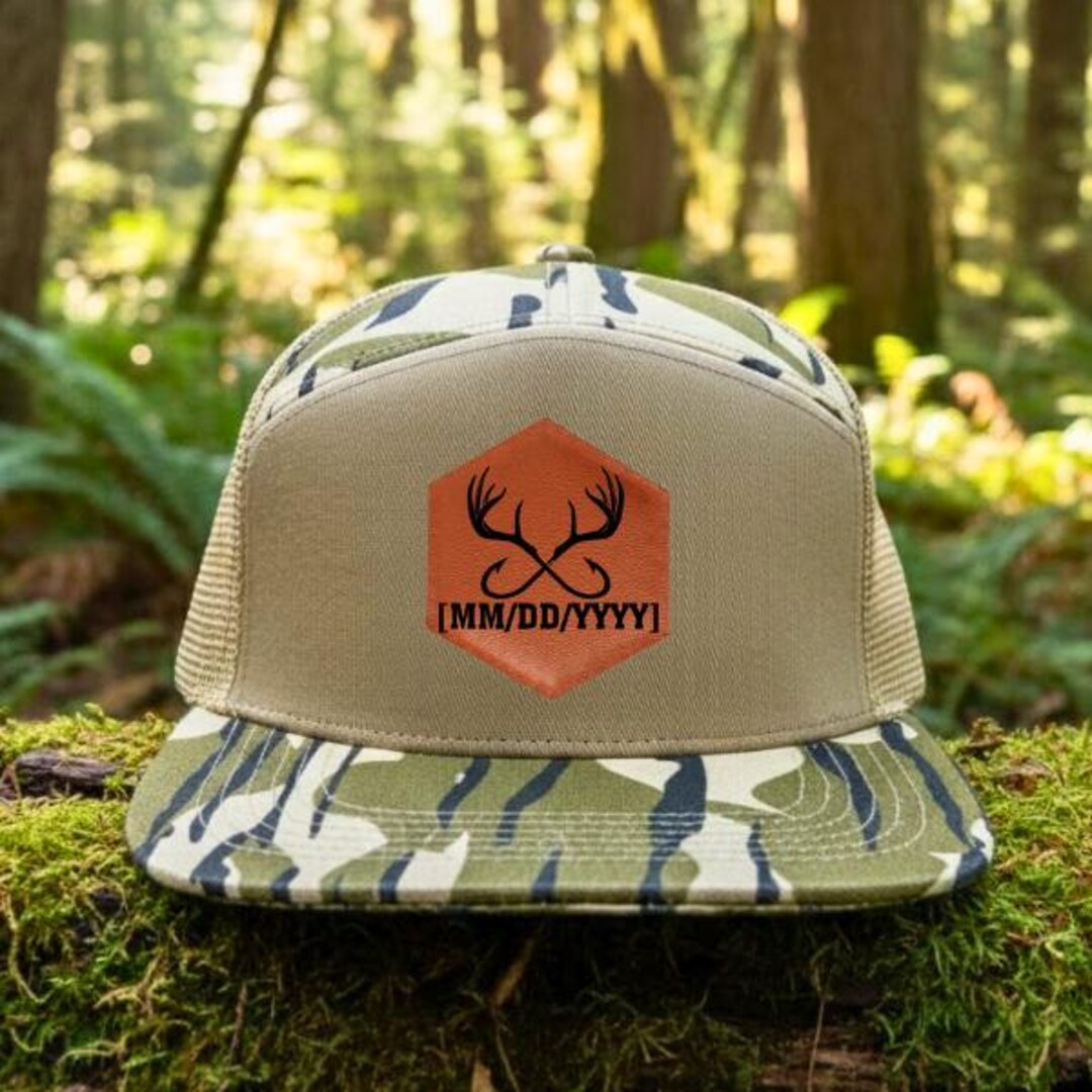 Custom Camo Trucker Hat With Antler Patch – Personalized Date Hunting ...