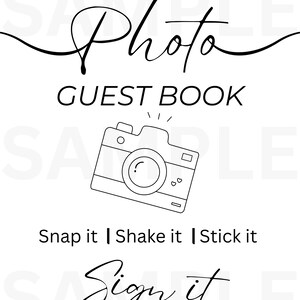 Photo Guest Book Sign, Snap It, Shake It, Stick It, Sign It, Polaroid ...