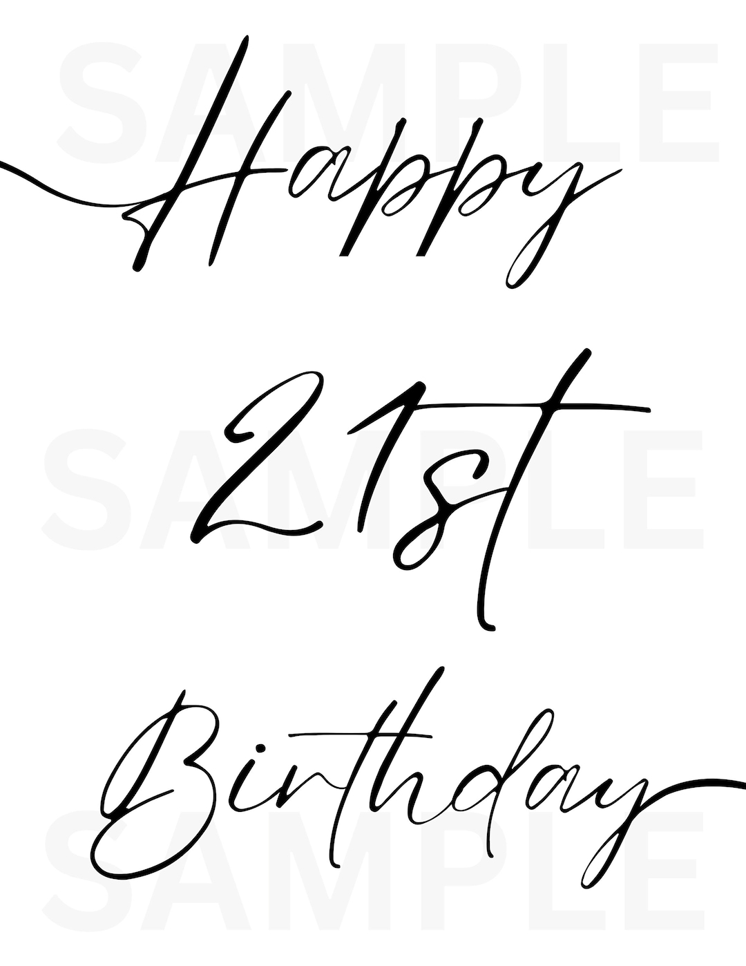 Happy 21st Birthday, Birthday Sign, Printable Sign, Digital Download ...