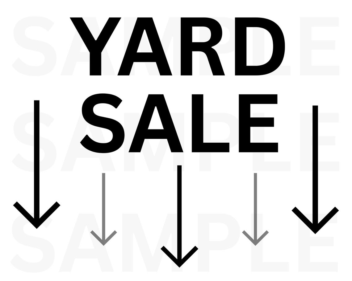 5 Printable Yard Sale Sign Bundle, Different Arrow Signs, Digital ...