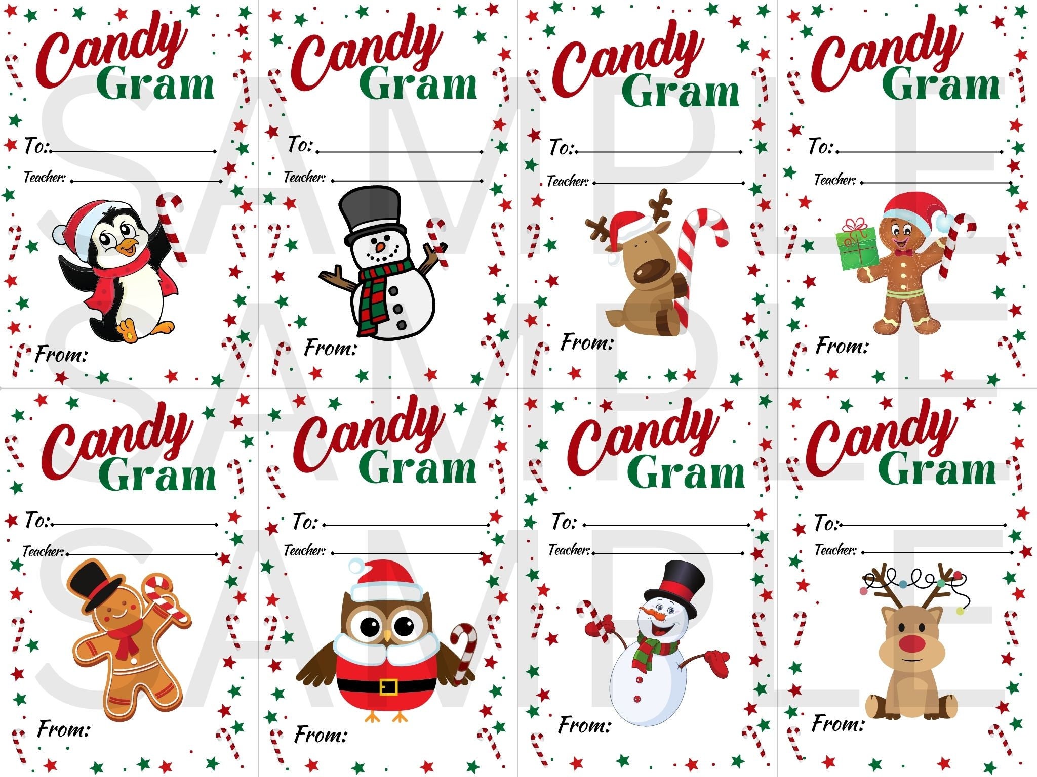 Candy Grams Christmas Candy Cane Gift School PTA PTSA Fundraiser 8 ...